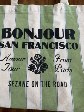 Sezane | Bags | Sezane Bonjour San Francisco Amour Tour Green Stripe ...